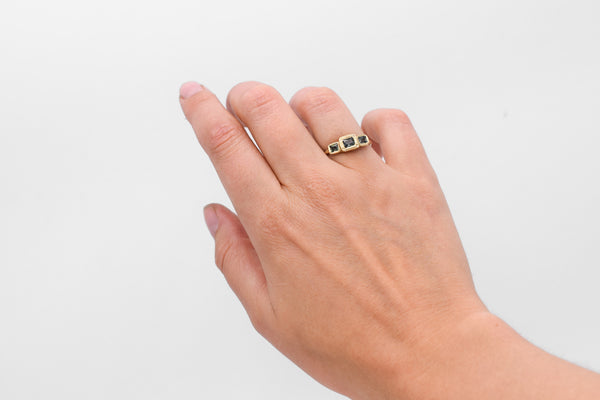 Path Ring - Rectangular version - 14k Gold with sapphires - Second ...